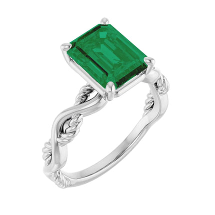 Emerald Cut Green Emerald Engagement Ring | Princess Jewelry